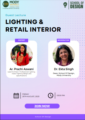 Guest lecture on Lighting and Retail Interiors - Mody University
