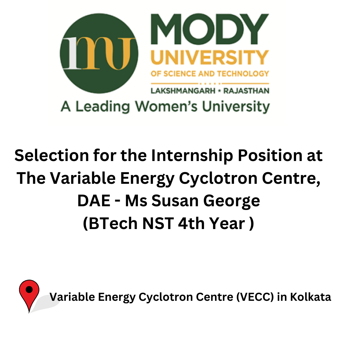 Selection for the Internship Position at The Variable Energy Cyclotron ...