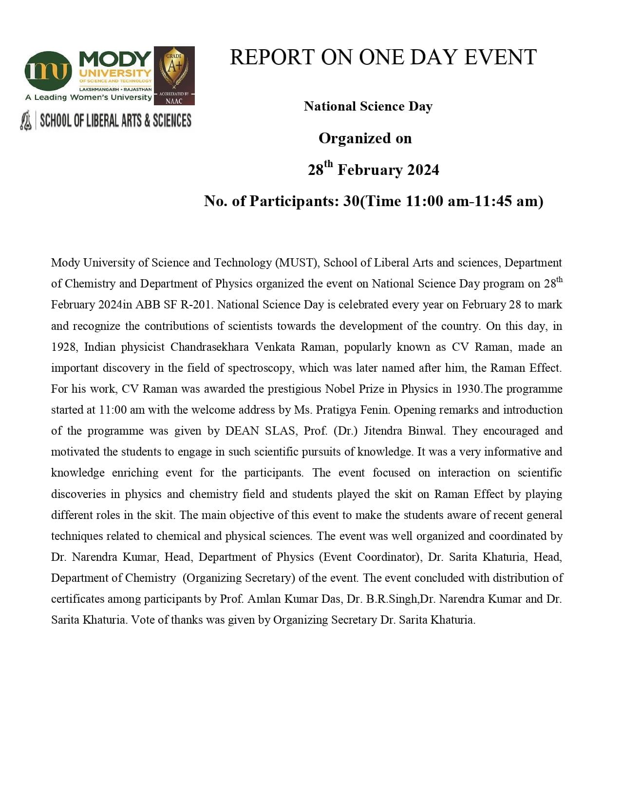 National Science Day (Theme: Indigenous Technology for Vikshi Bharat ...