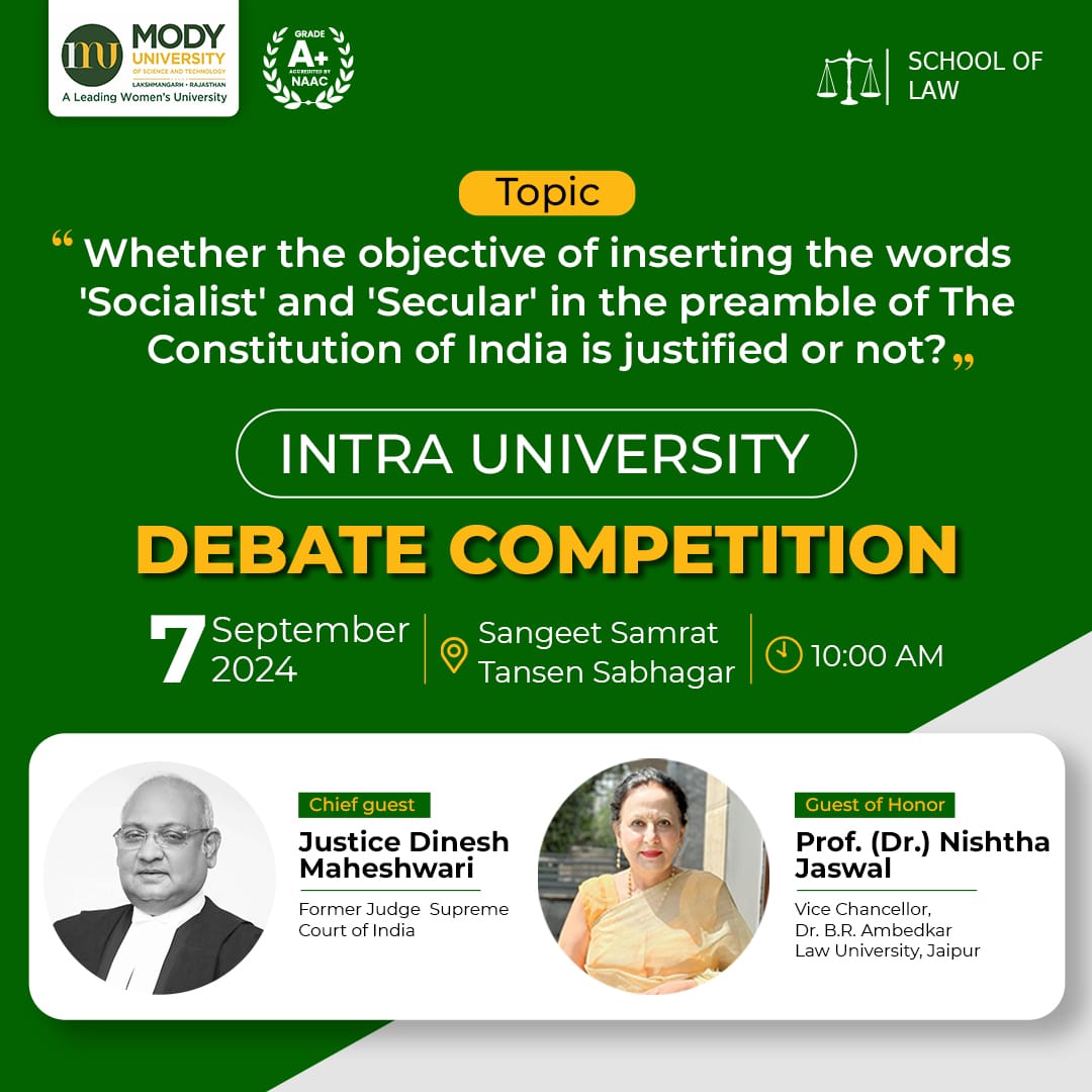 INTRA UNIVERSITY DEBATE COMPETITION - Mody University