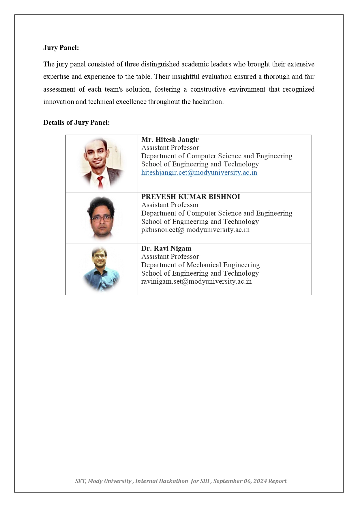 Internal Hackathon Report - Mody University