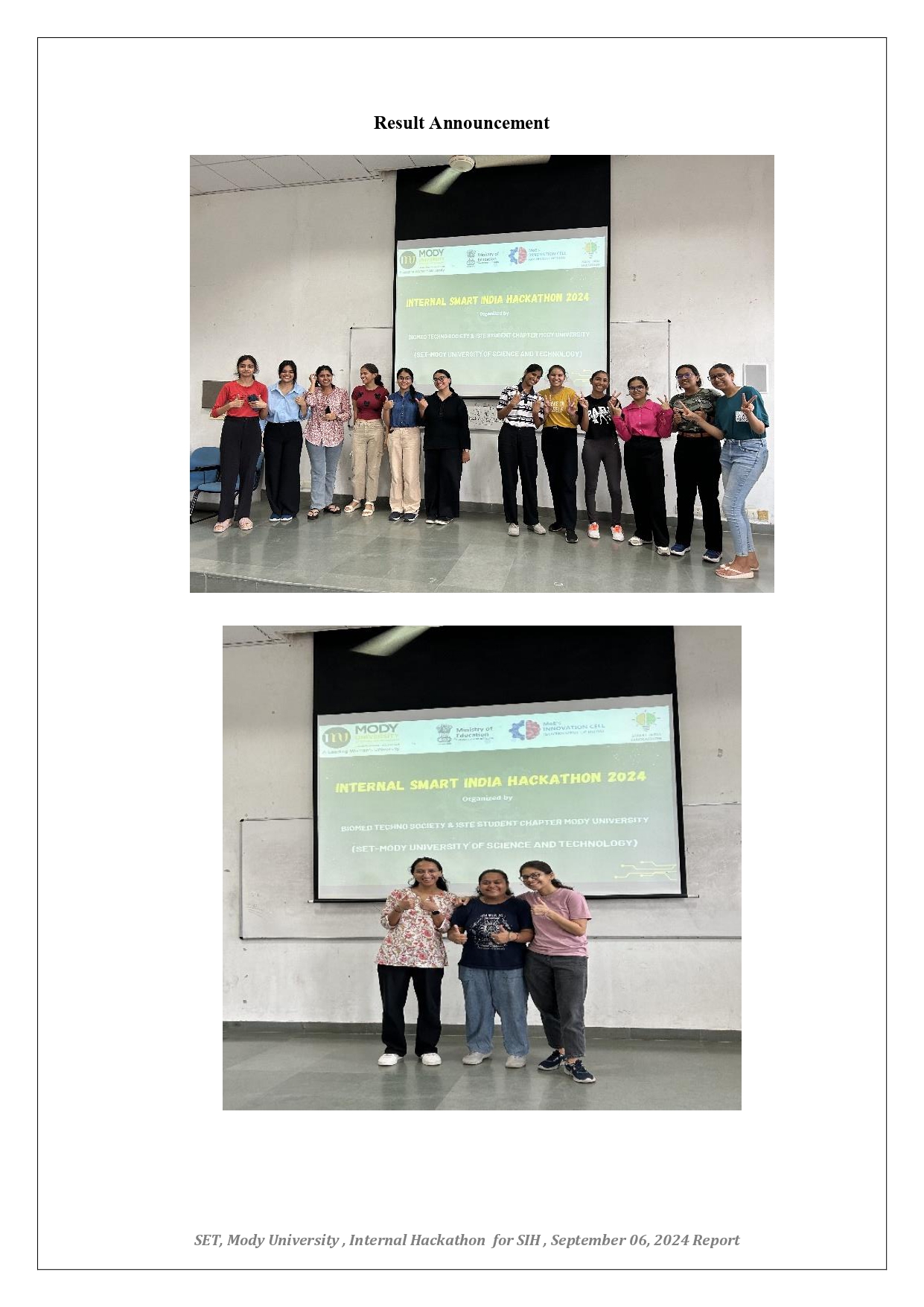 Internal Hackathon Report - Mody University