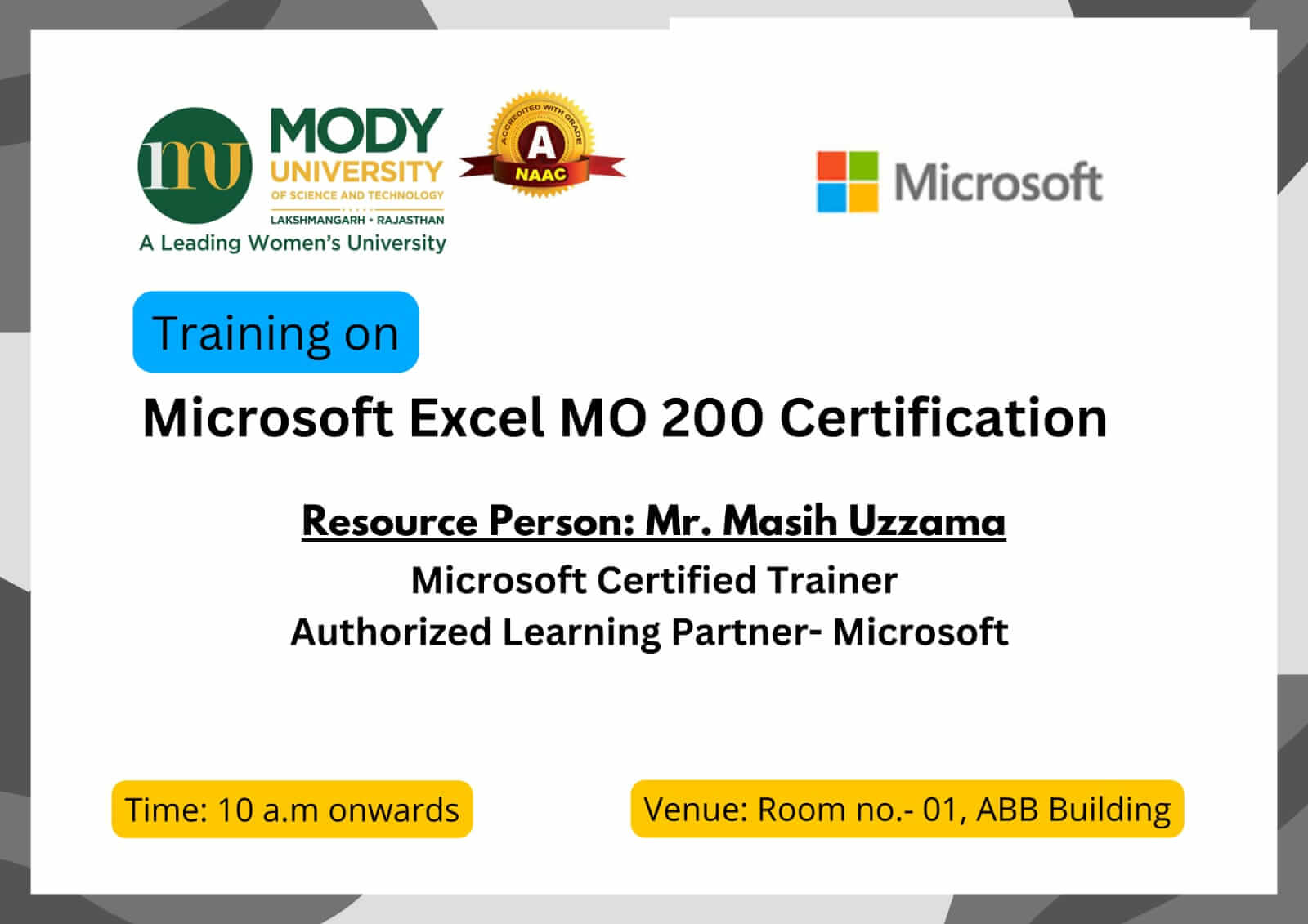 MICROSOFT TRAINING PROGRAM - Mody University